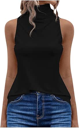 Amazon.com: Womens Mock Turtleneck Tank Tops Spring Summer Outfits Slim ...