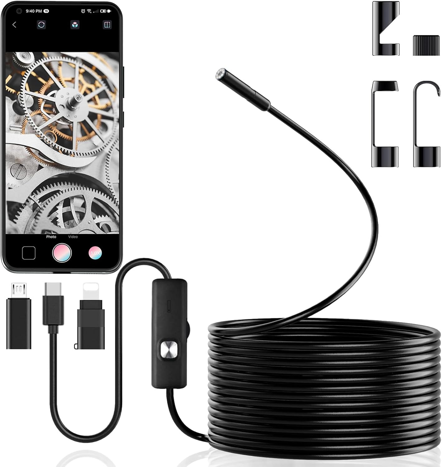 Endoscope Inspection Camera, Endoscope Camera with 8 LED Lights No WiFi ...