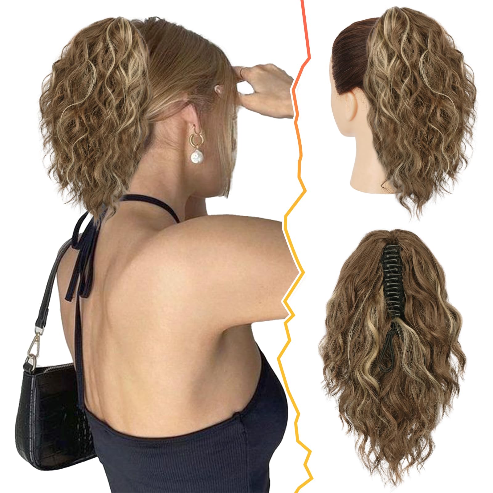 Amazon.com : BARSDAR Short Highlight Ponytail Extension - 12 Inch Claw ...