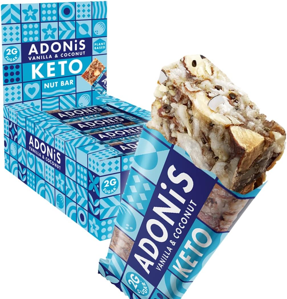 Adonis Vanilla & Coconut Keto Bars (16 x 35g) | Vegan/Keto-Friendly ...