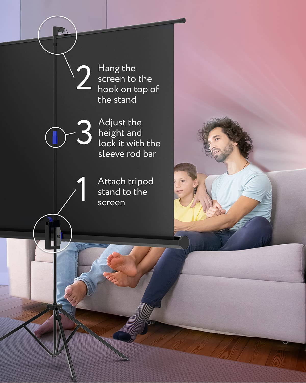 Projector Screen with Stand 84 inch - Indoor and Outdoor Projection ...