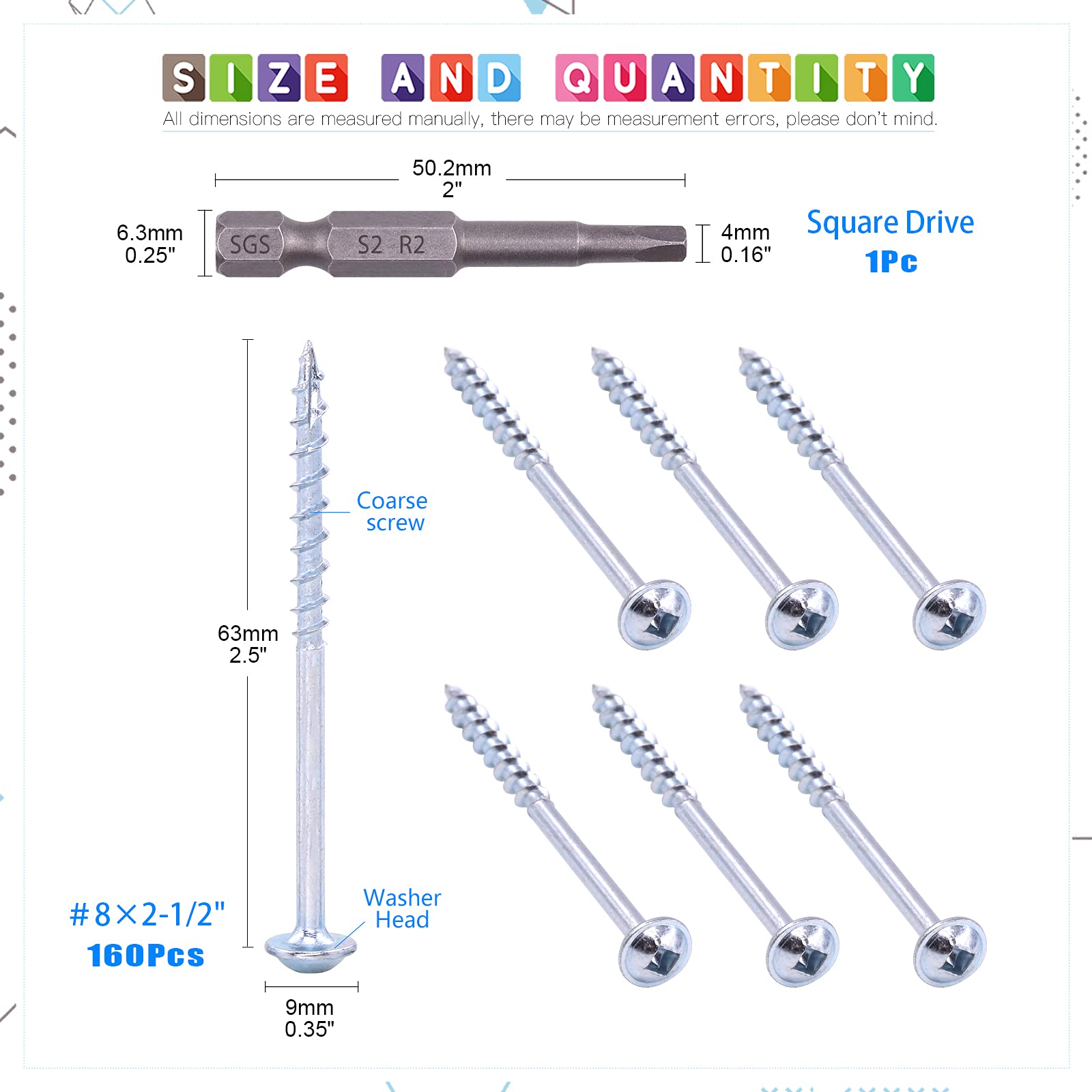 8x2 Inch Wood Screws Glarks 160Pcs #8x2'' Pocket Hole Screws - Zinc ...