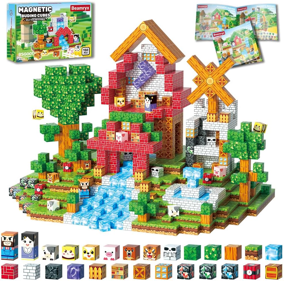 Amazon.com: Beamryx 150Pcs Magnetic Blocks Forest Animal Set, Magnetic ...