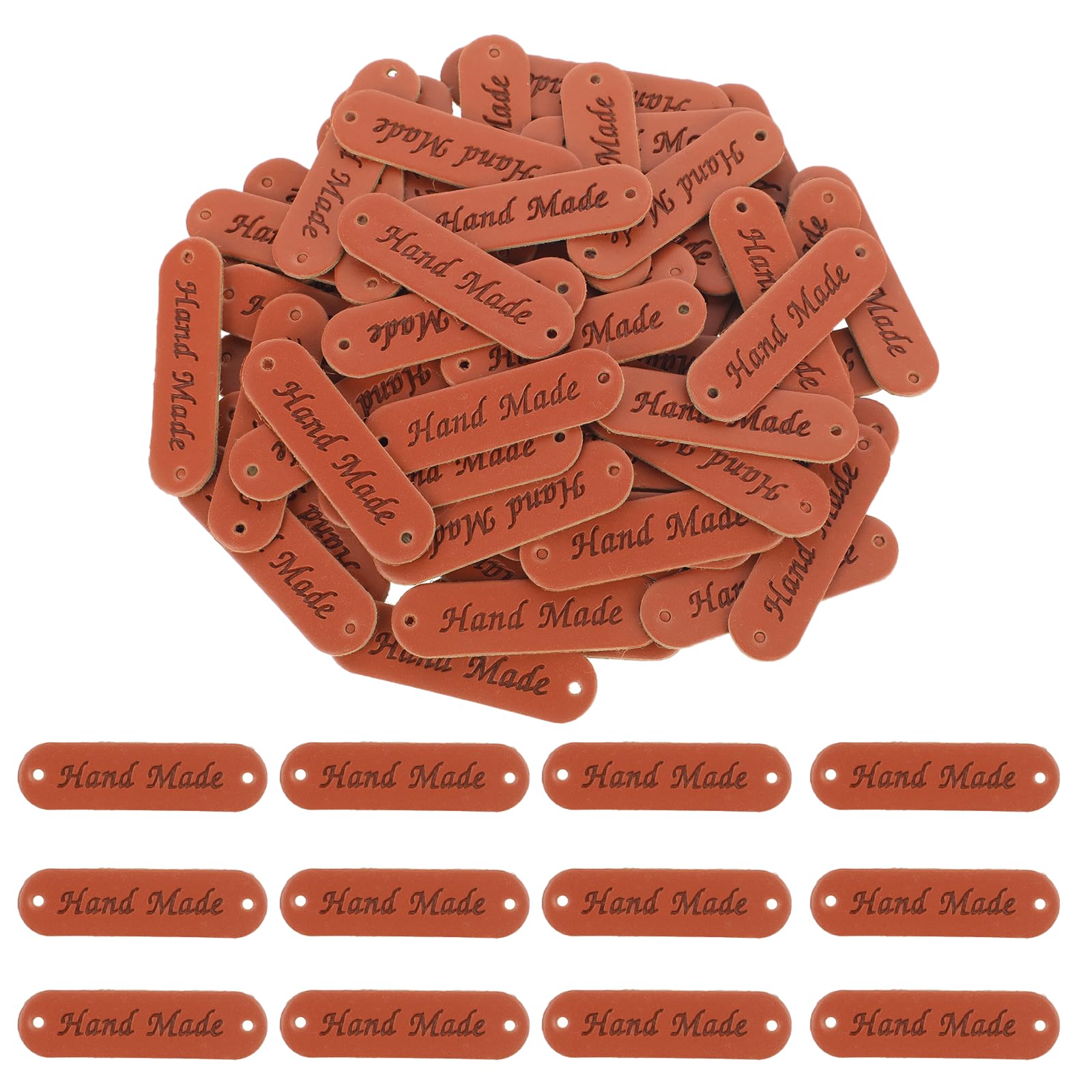 Amazon.com: 50Pcs Handmade PU Leather Tags Handmade Embossed Crochet ...