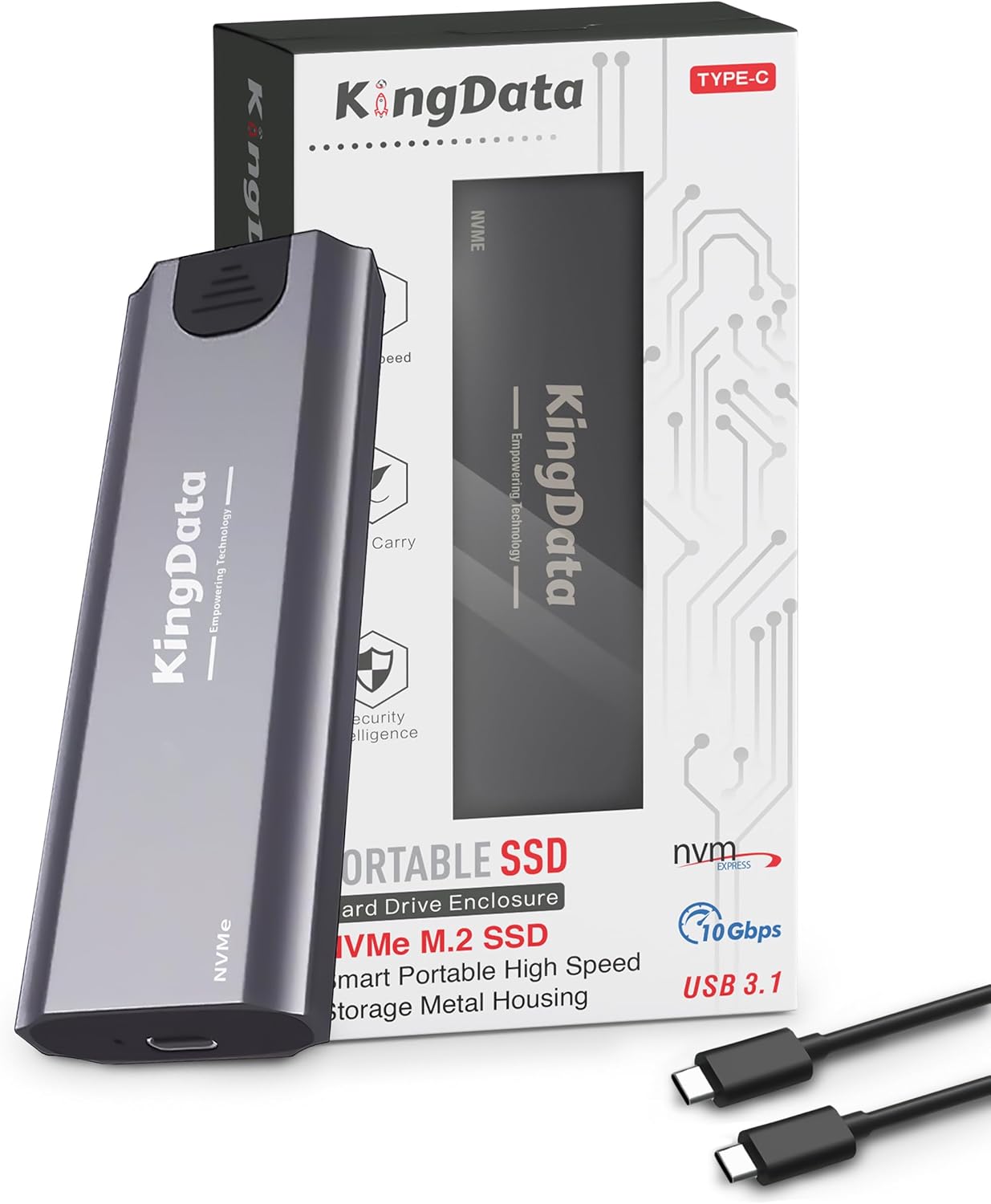 KingData M.2 NVME Enclosure (Not SATA or NGFF), Tool-Free 10Gbps M2 SSD ...