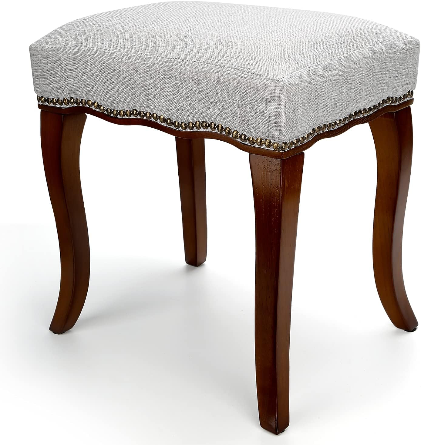 Amazon.com: Vanity Stool, Walnut framed Dark grey fabric Padded ...