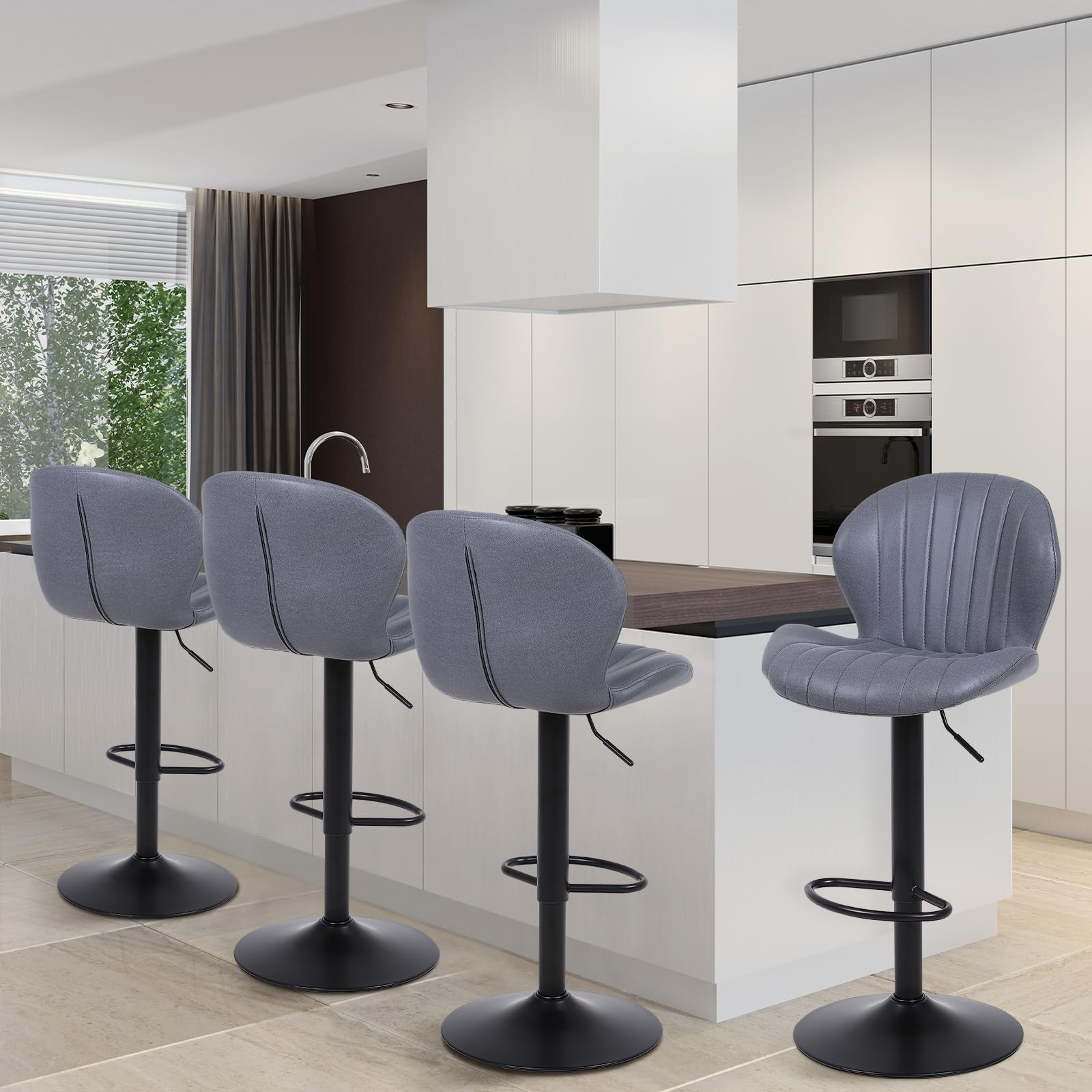 Amazon.com: Youhauchair Modern Bar Stools Set of 4, Suede Height ...