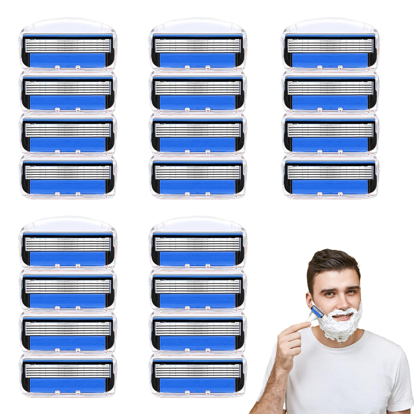 20 PCS 5-Layer Men Razors Blades Refills for Gillette Fusion, Washable ...