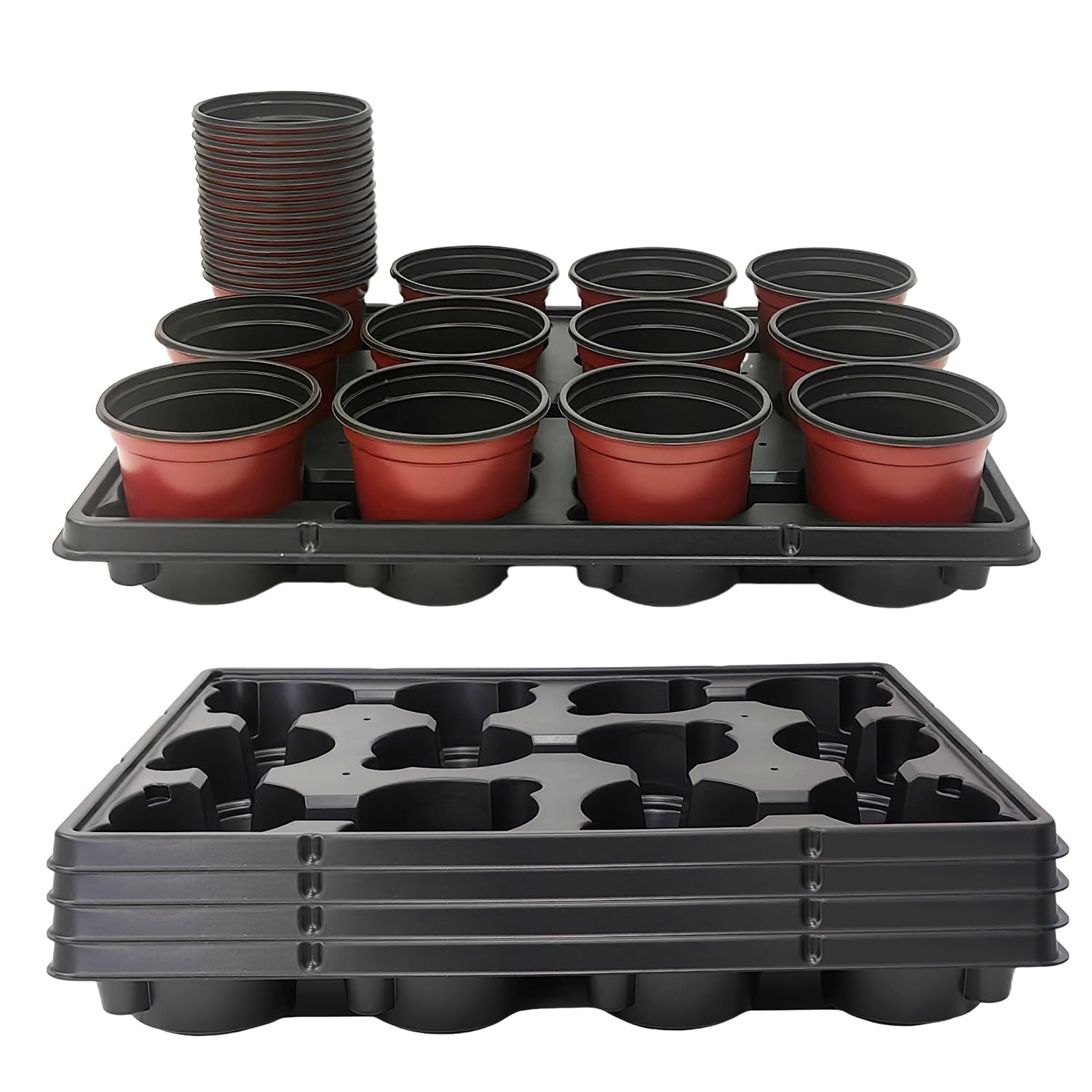 Amazon.com: RooTrimmer 4 inch Round Nursery Pots 60pcs, 12 Cell Nursery ...