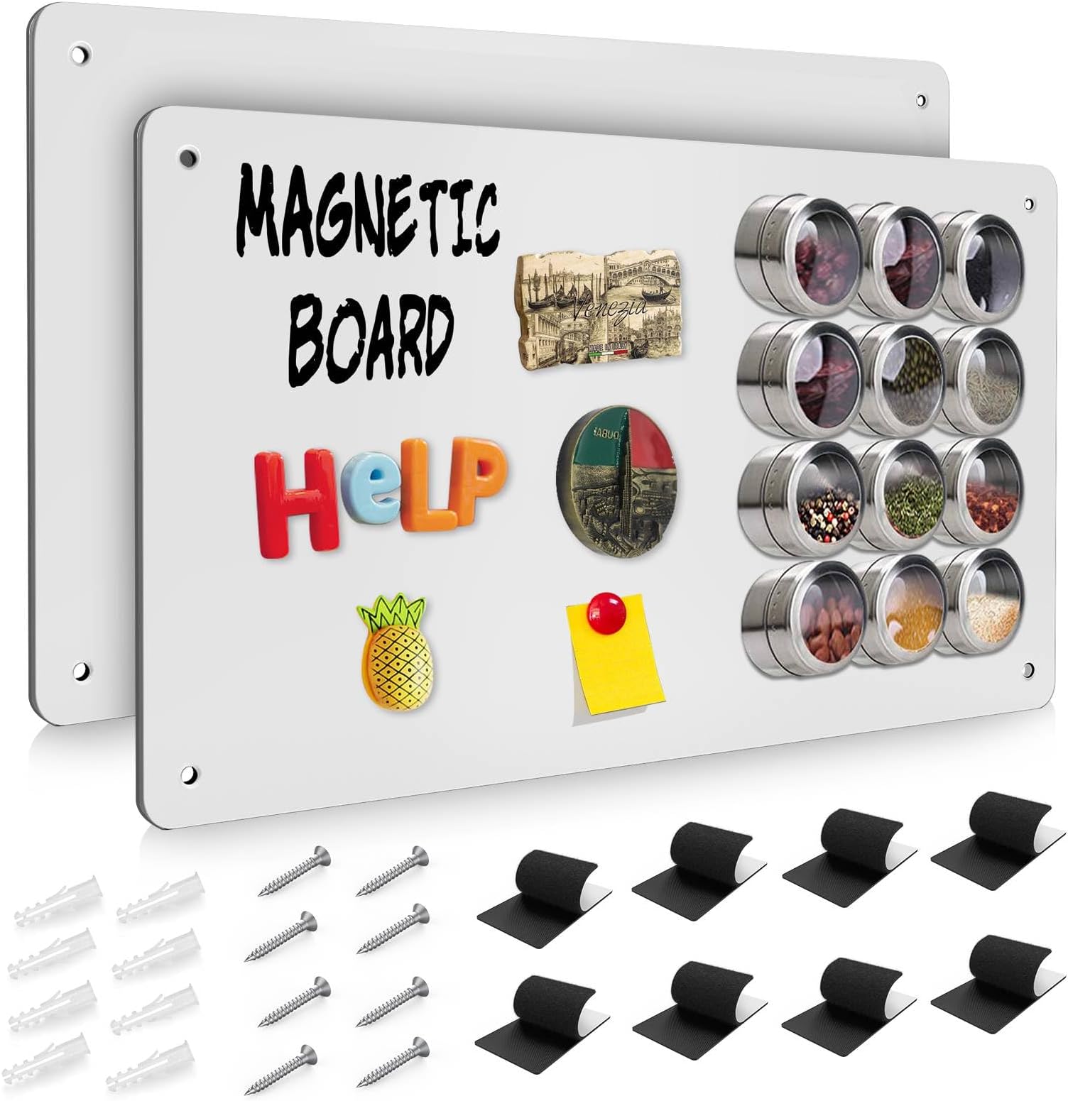 43.5 x 30 cm Black Metal Magnetic Board for Wall - Magnet Notice Board ...