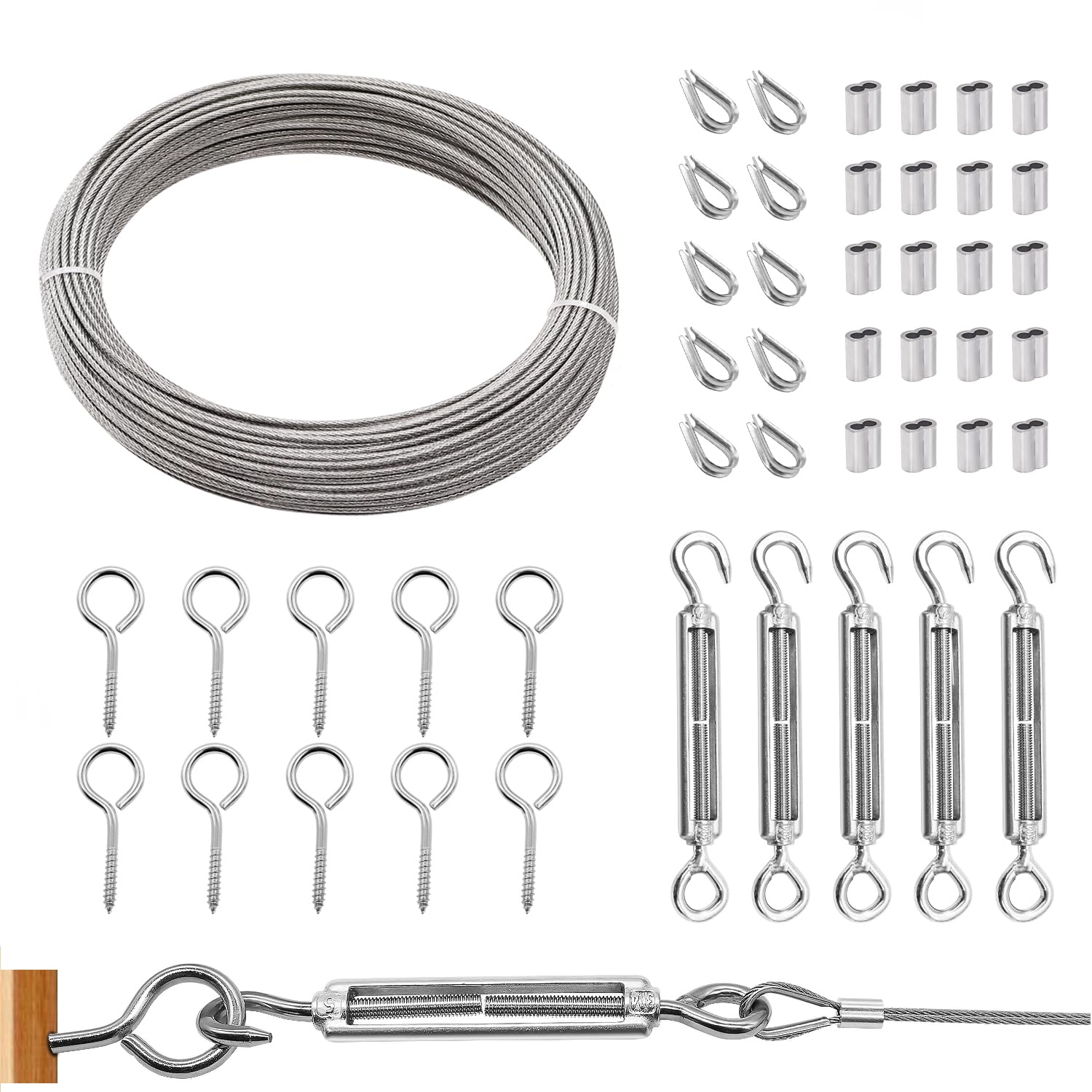 Snapklik.com : Mankk Turnbuckle Wire Tensioner Kit 1/16" Wire Rope Kit