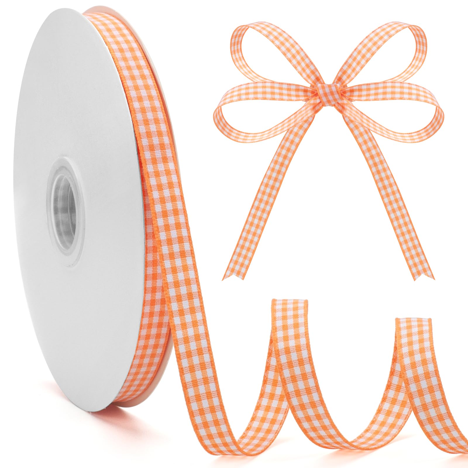 Amazon.com: GHGMAO Gingham Ribbon, Orange and White Plaid Checkered ...
