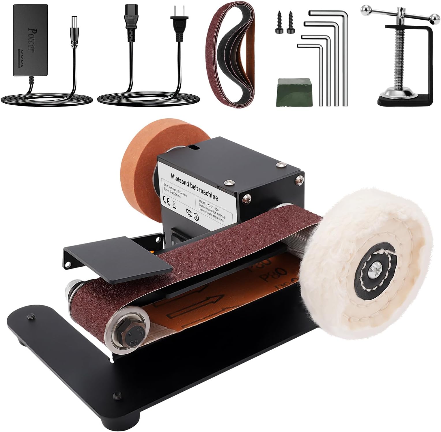 Yofuly Electric Belt Sanding Machine, 350W Mini Belt Grinder Adjustable ...
