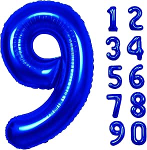 Amazon.com: 40 inch Navy Blue Number 9 Balloon, Giant Large 9 Foil ...