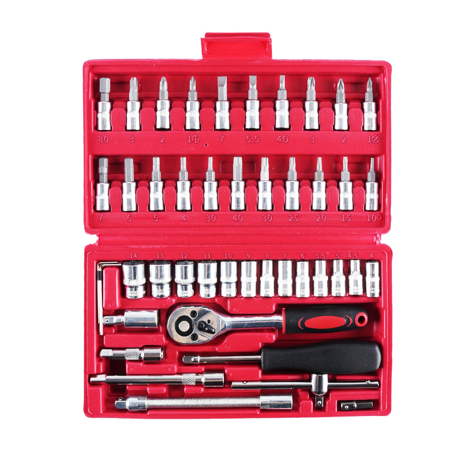 YuuKai 46-Piece Includes Metric Socket Set and Extension for Automotive ...