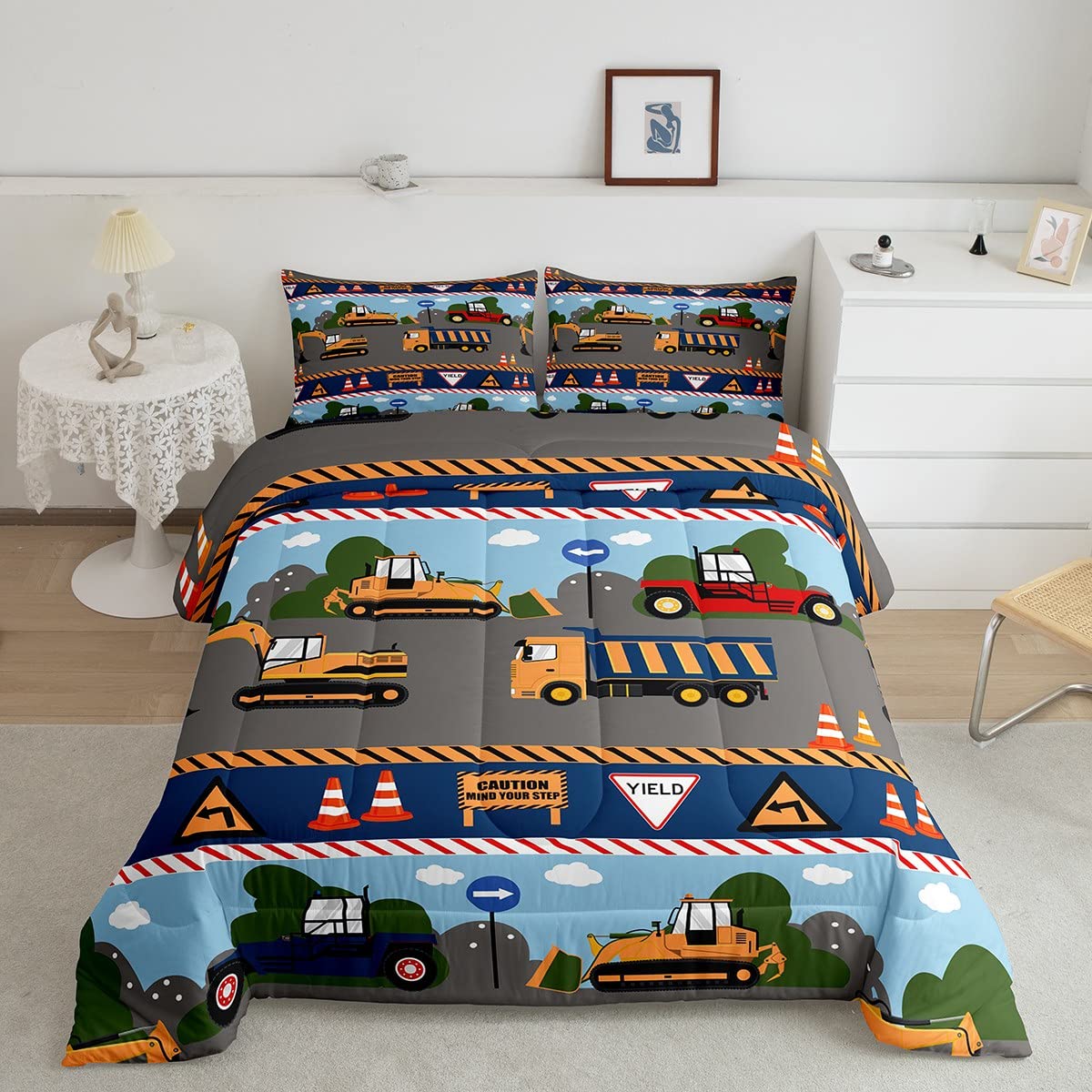 Amazon.com: Feelyou Kids Construction Comforter Set Equipment Trucks ...