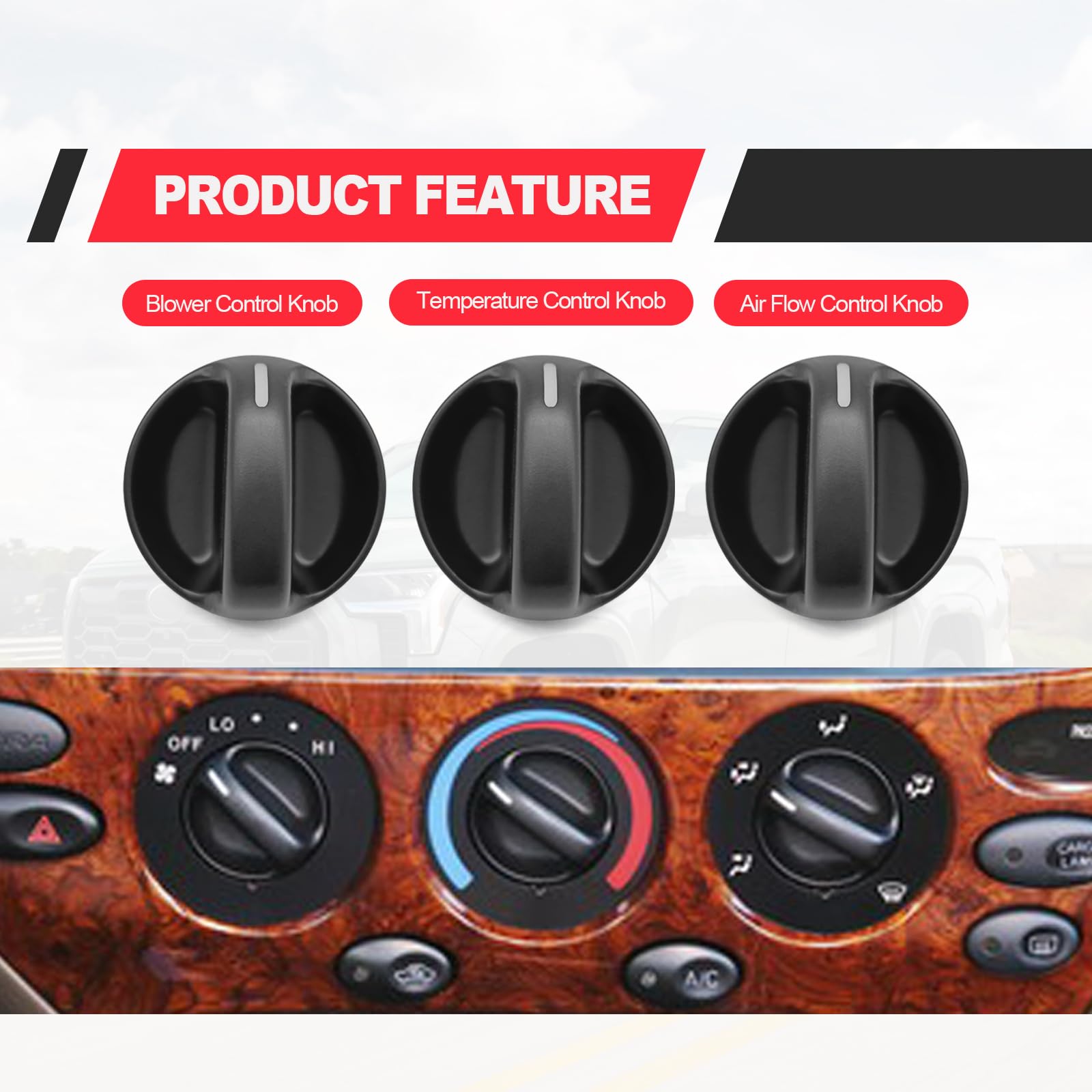 Snapklik.com : 3Pcs AC Heater Blower Fan Control Knob Compatible