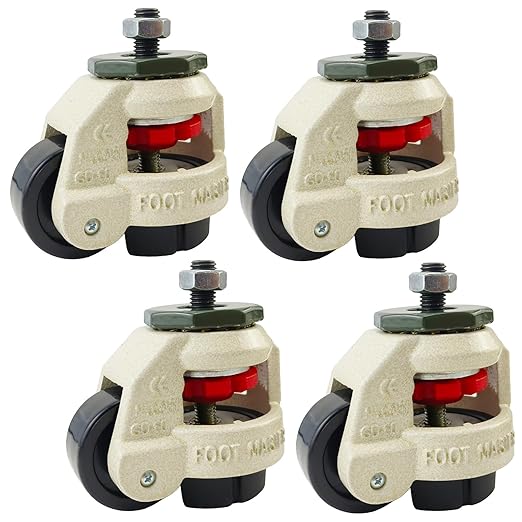4 PCS 2 Inch(50mm) Leveling Machine Stem Casters Retractable Rubber ...