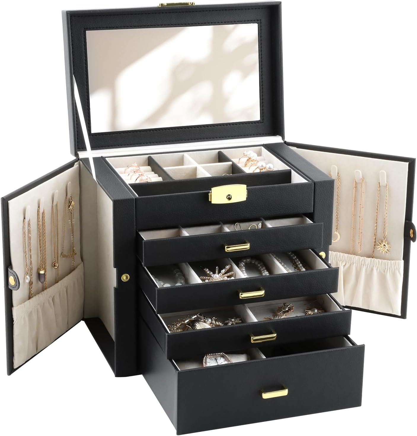 Amazon.com: V-LAFUYLIFE Jewelry Box for Women, 5-Layer Jewelry ...