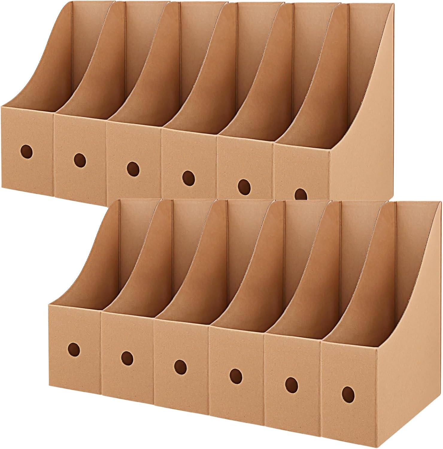 MAHIONG 12 Pcs Cardboard File Storage Boxs, Kraft Magazine File Holders ...