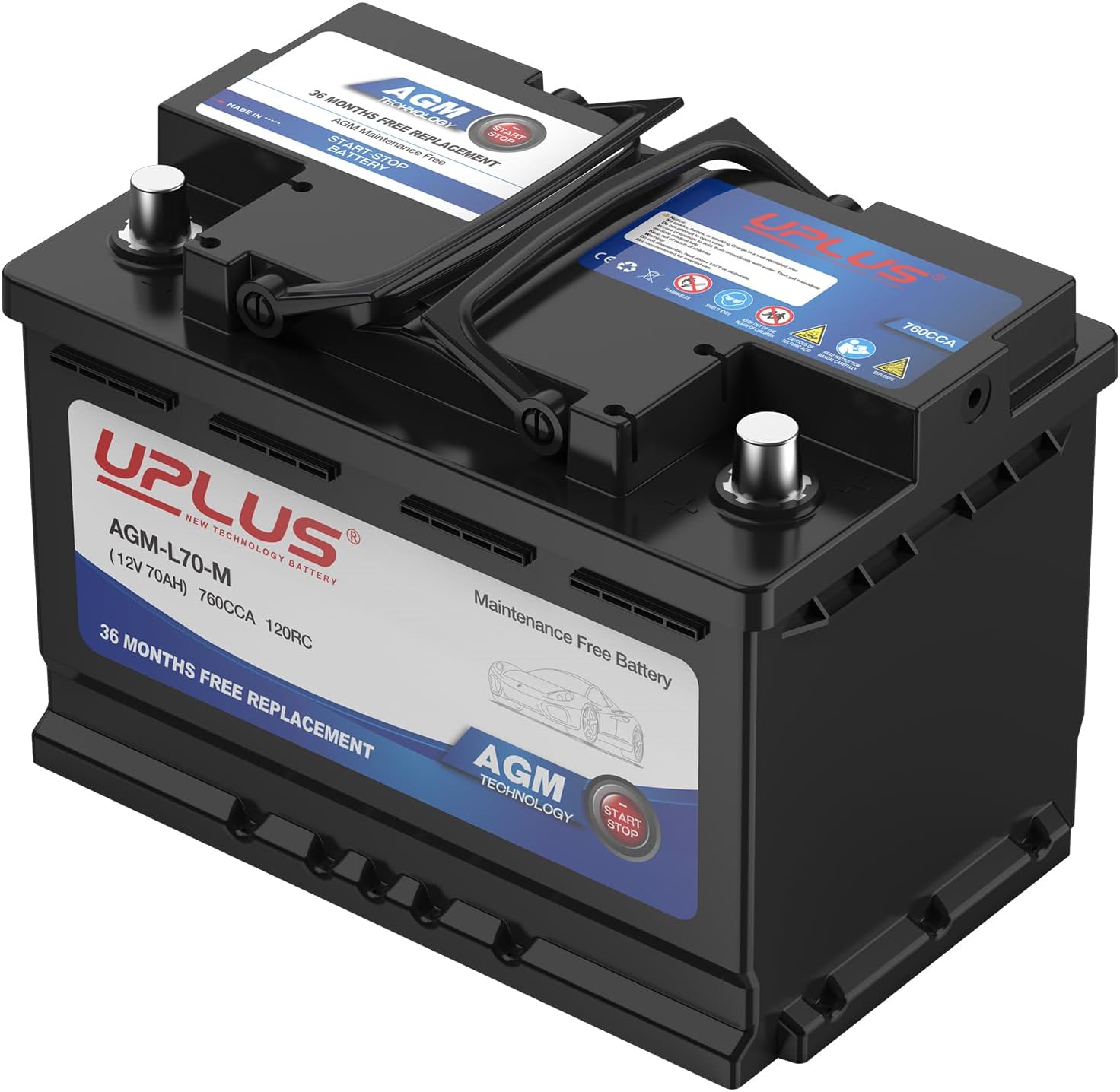 Amazon.com: UPLUS BCI Group 48 AGM Start-Stop Battery, AGM-L70-M Maintenance Free 12V 70Ah Car ...
