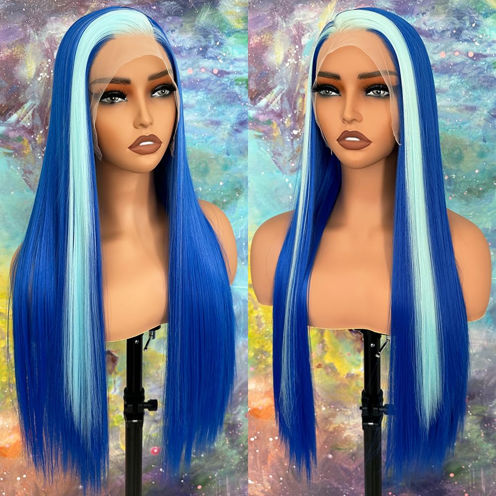 Amazon.com : Matoru 13 * 4 Blue Color Long Straight Hair Light Blue ...