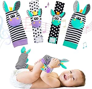 Baby Toys 0-6 Months: Baby Wrist and Ankle Rattles Foot Finder Rattle ...