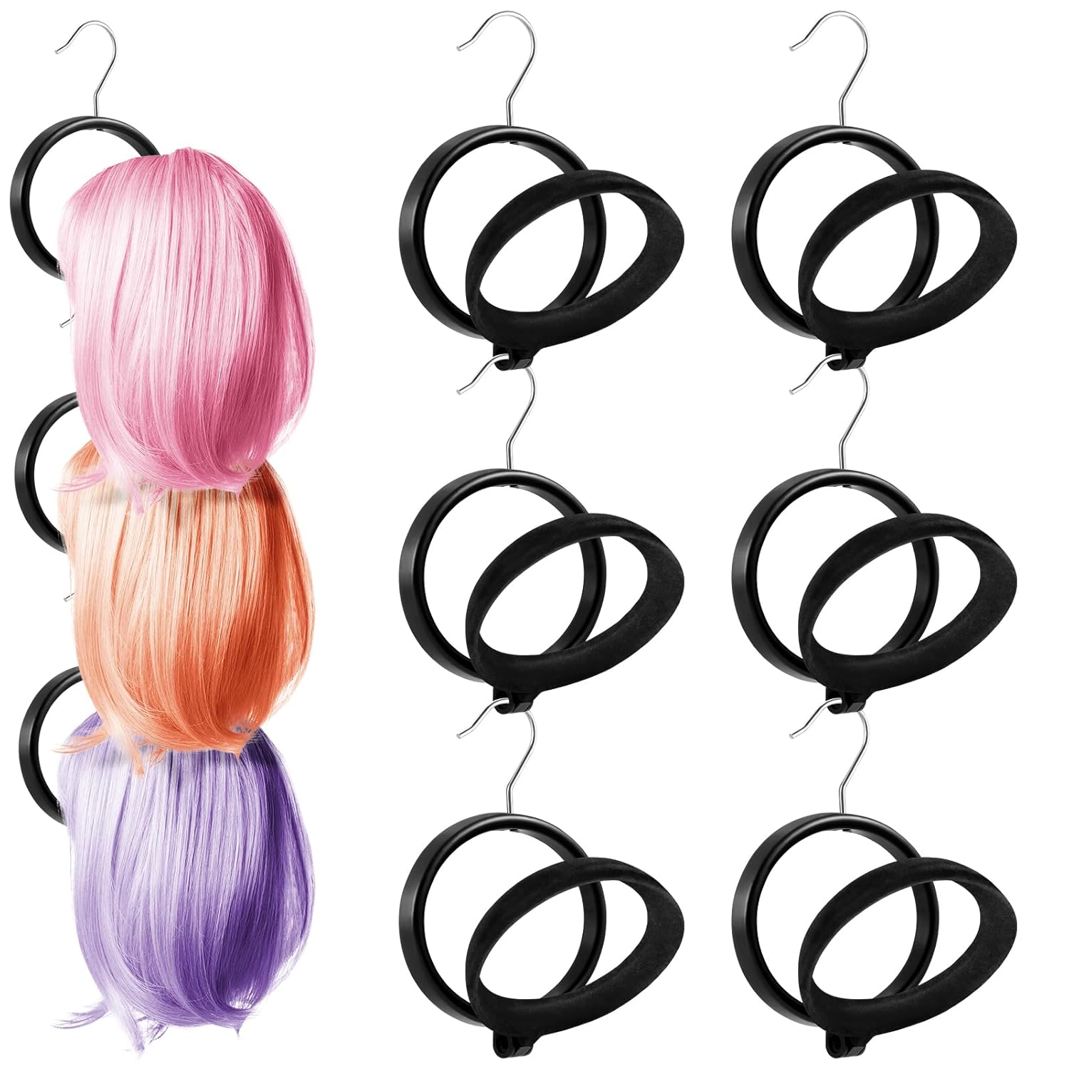 Amazon.com: KAQUBE Wig Stand, 6 Pack Velvet Wig Holder with 360 ...