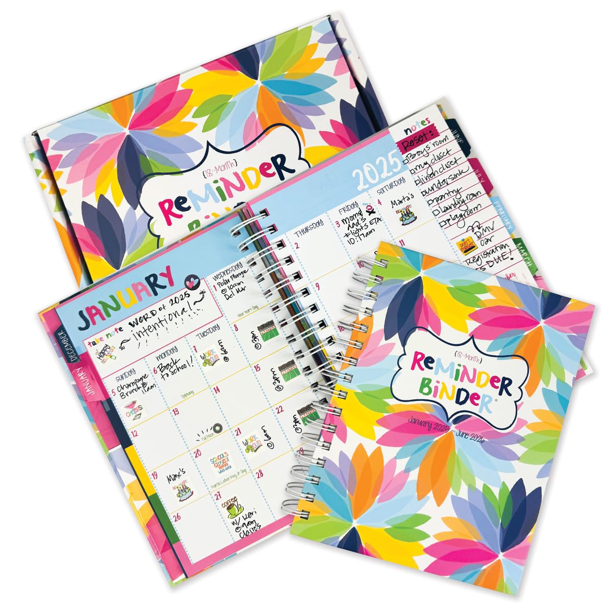 Amazon.com : Reminder Binder 2025-2026 18-Month Planner + 361 Planner ...