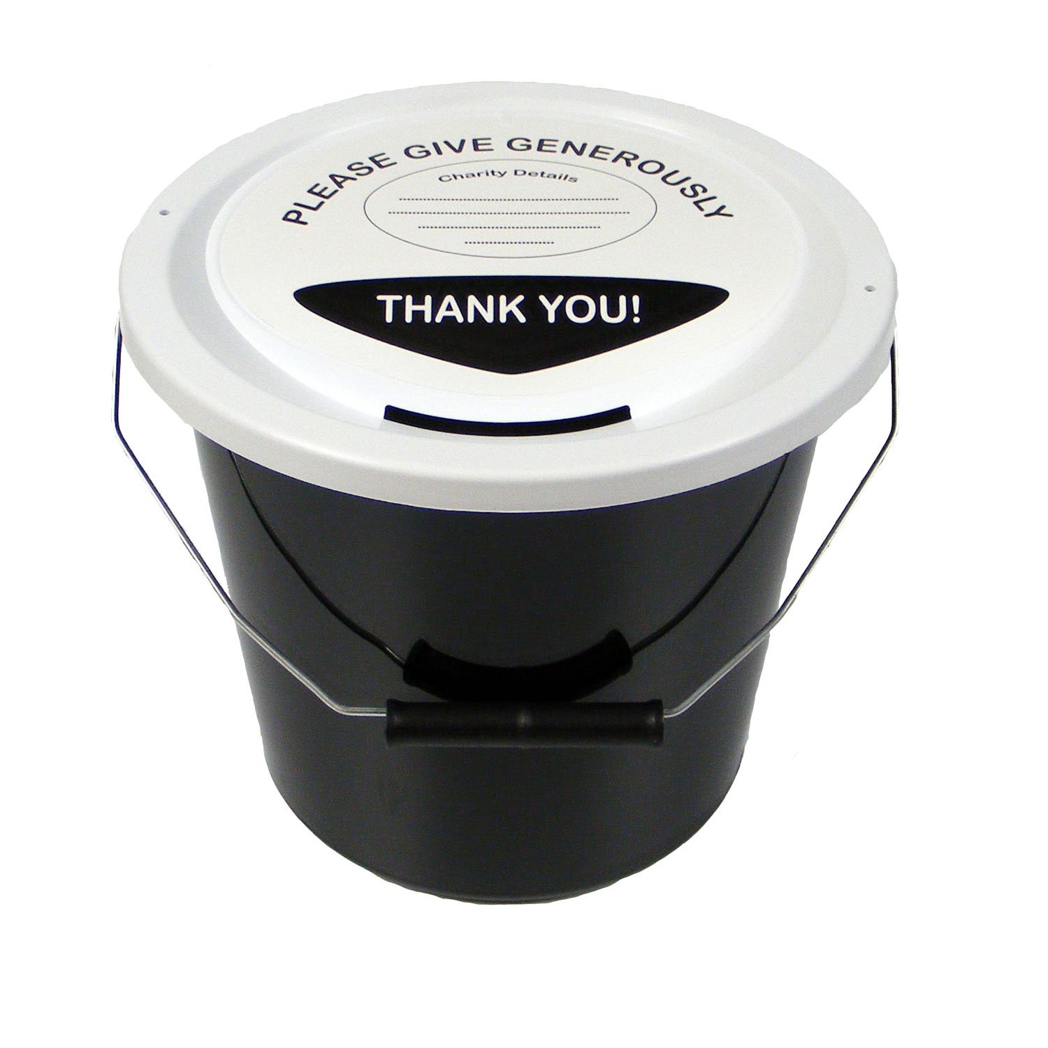 Charity Money Collection Bucket 5 litres - Black : Amazon.co.uk ...