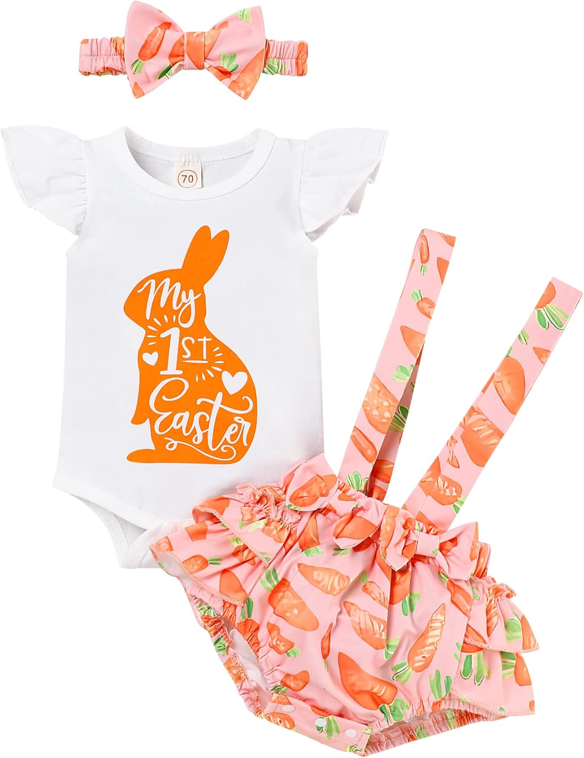 Amazon.com: My First Easter Outfits Baby Girls Bunny Printed Bodysuit ...