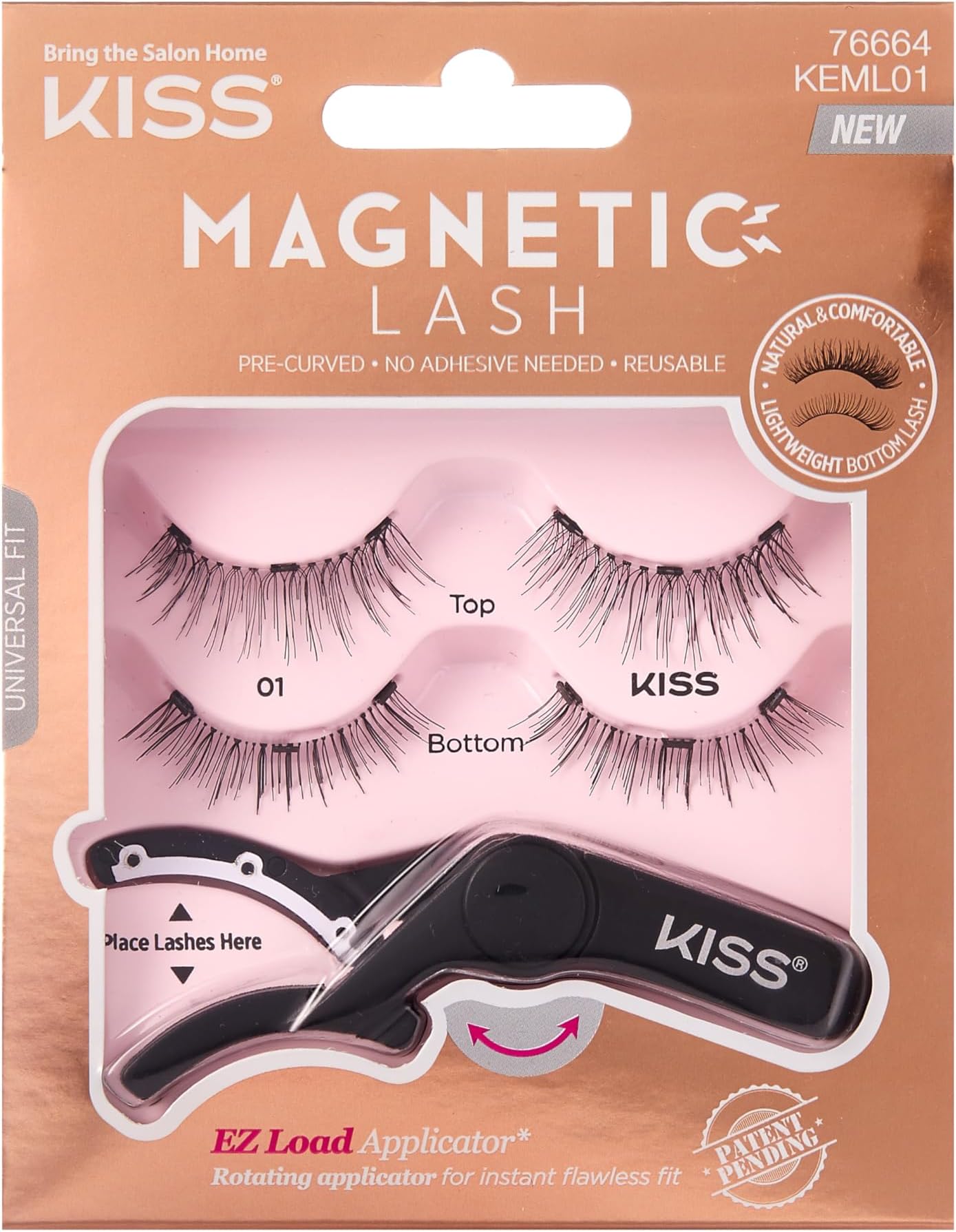 Amazon.com: KISS Magnetic Lash 01, Synthetic False Eyelashes with ...
