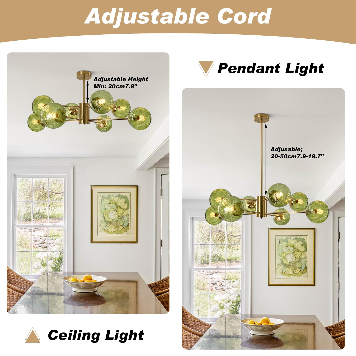 Snapklik.com : Lighting Mid Century Modern 8 Light Chandelier Gold ...