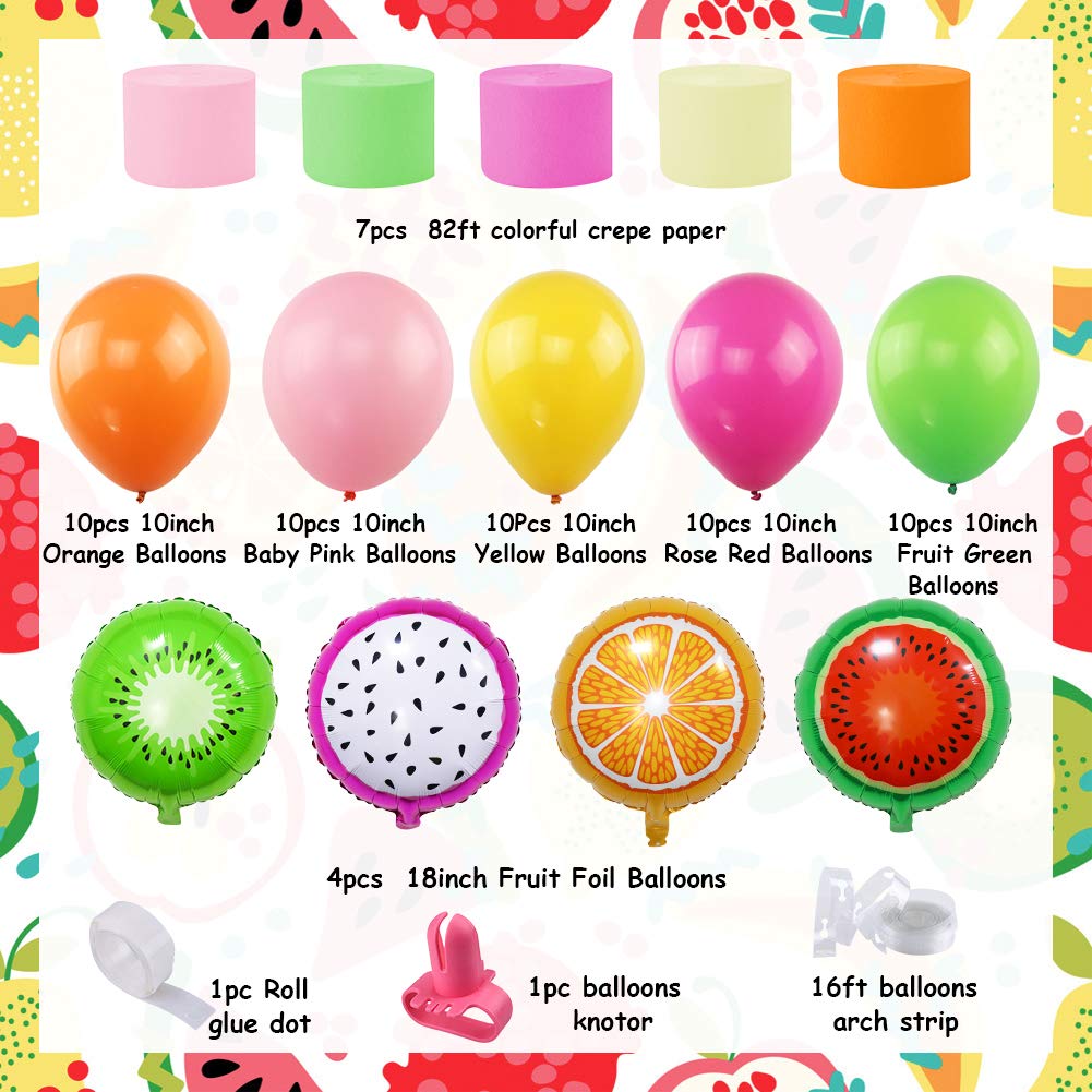 Twotti Frutti Party Backdrop with 54Pcs Fruit Balloon Arch Garland Kit ...