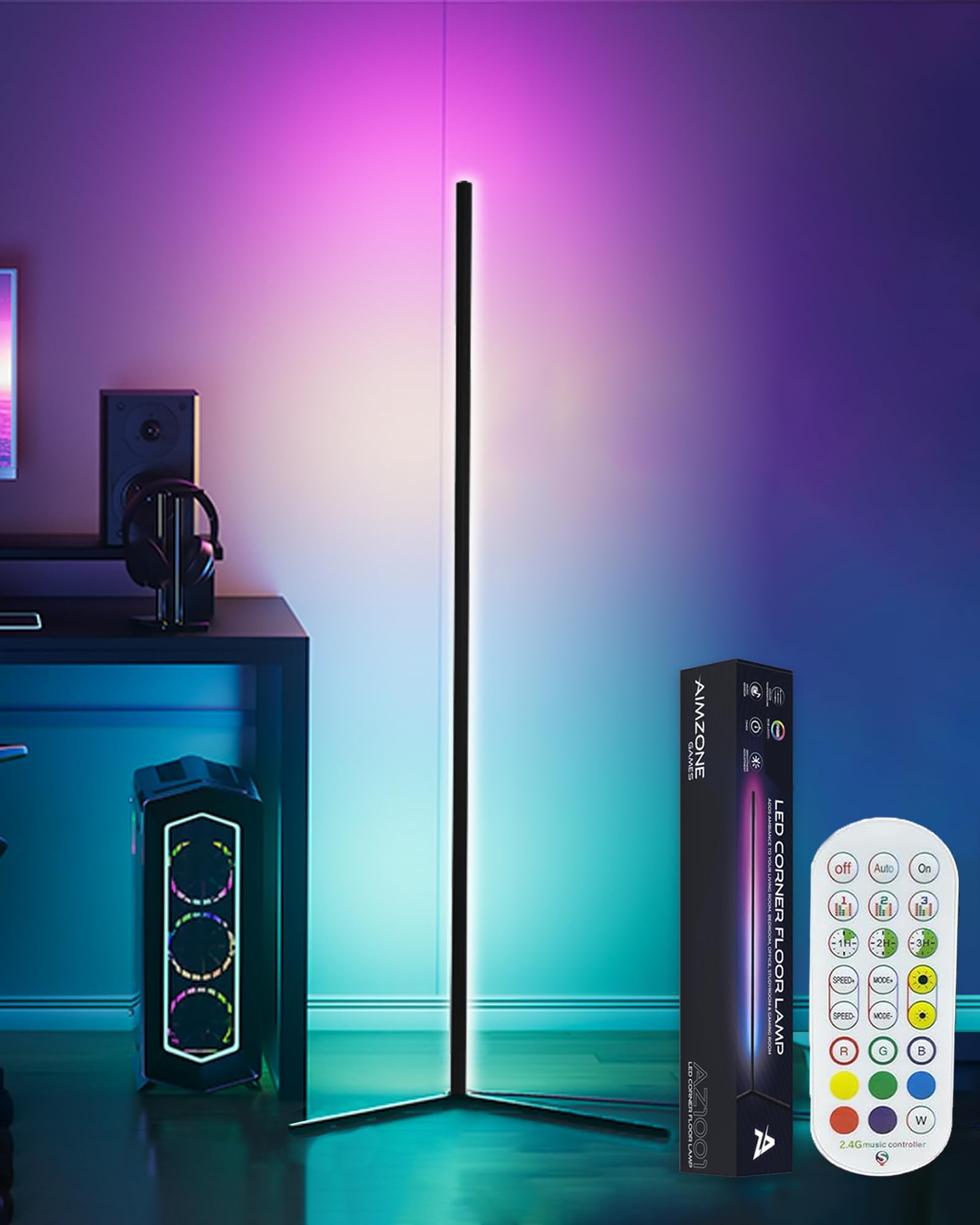 Aimzone Corner Light Bar 55” Color Changing LED, Mood Lighting Tower ...