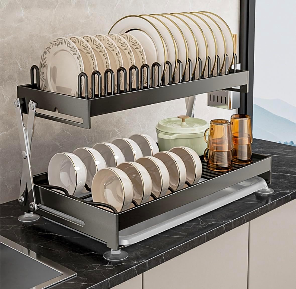 Amazon.com - REMAILANG Compact Dish Drying Rack – Stainless Steel 2 ...