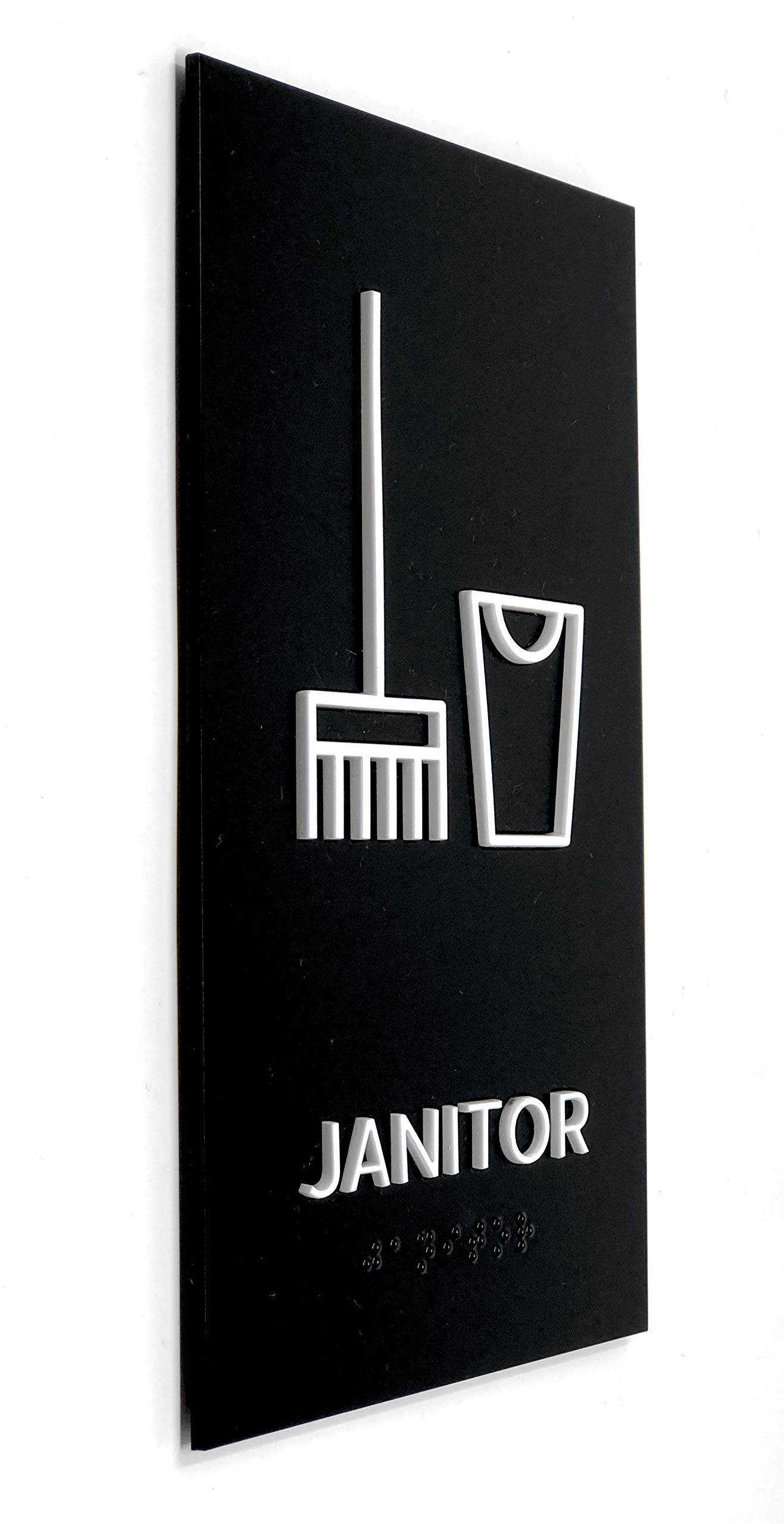 Buy Kubik Letters Janitor Sign, ADA Compliant Modern Design Door Sign ...