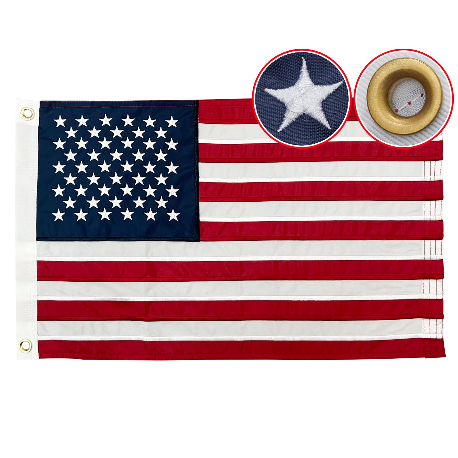 Amazon.com : Flagolden American Flag 16x24 Inches for Boat, Embroidered ...