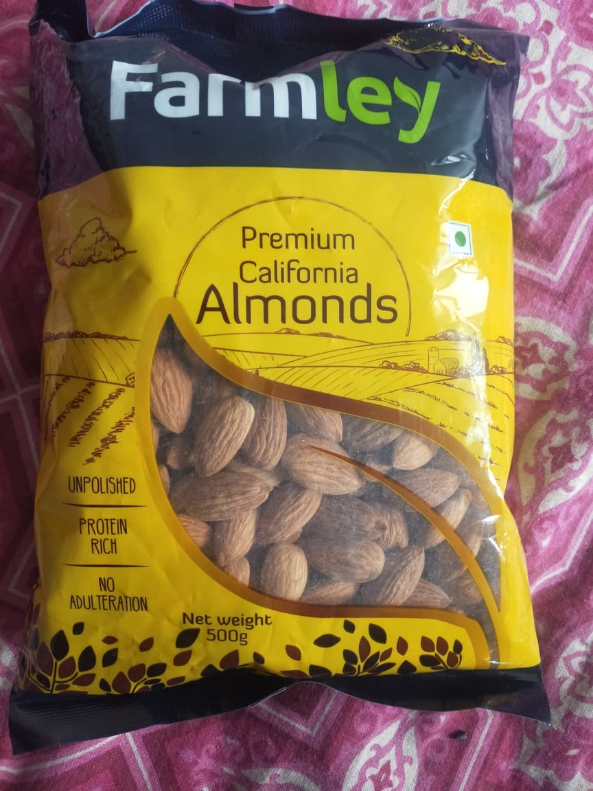 Farmley Premium California Natural Almonds 500Gm Pack Badam Giri Dry ...