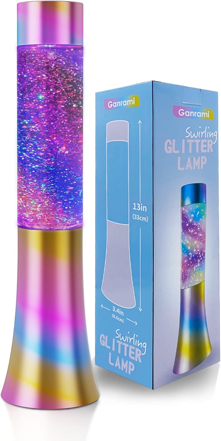 Ganrami Glitter Lamp, Color Changing Room Decor for Teens, USB Powered ...