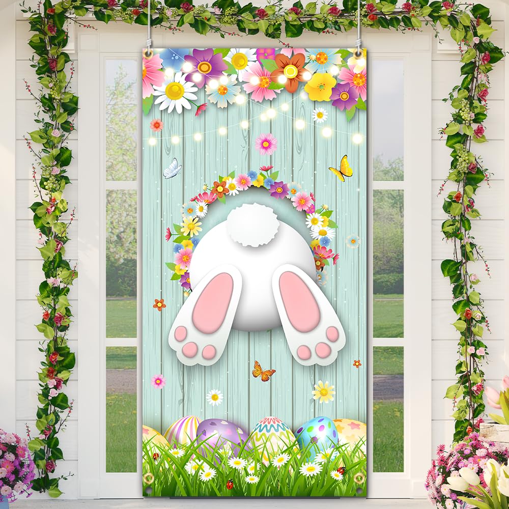 Amazon.com: Happy Easter Door Cover Cute Easter Bunny Door Cover Happy ...