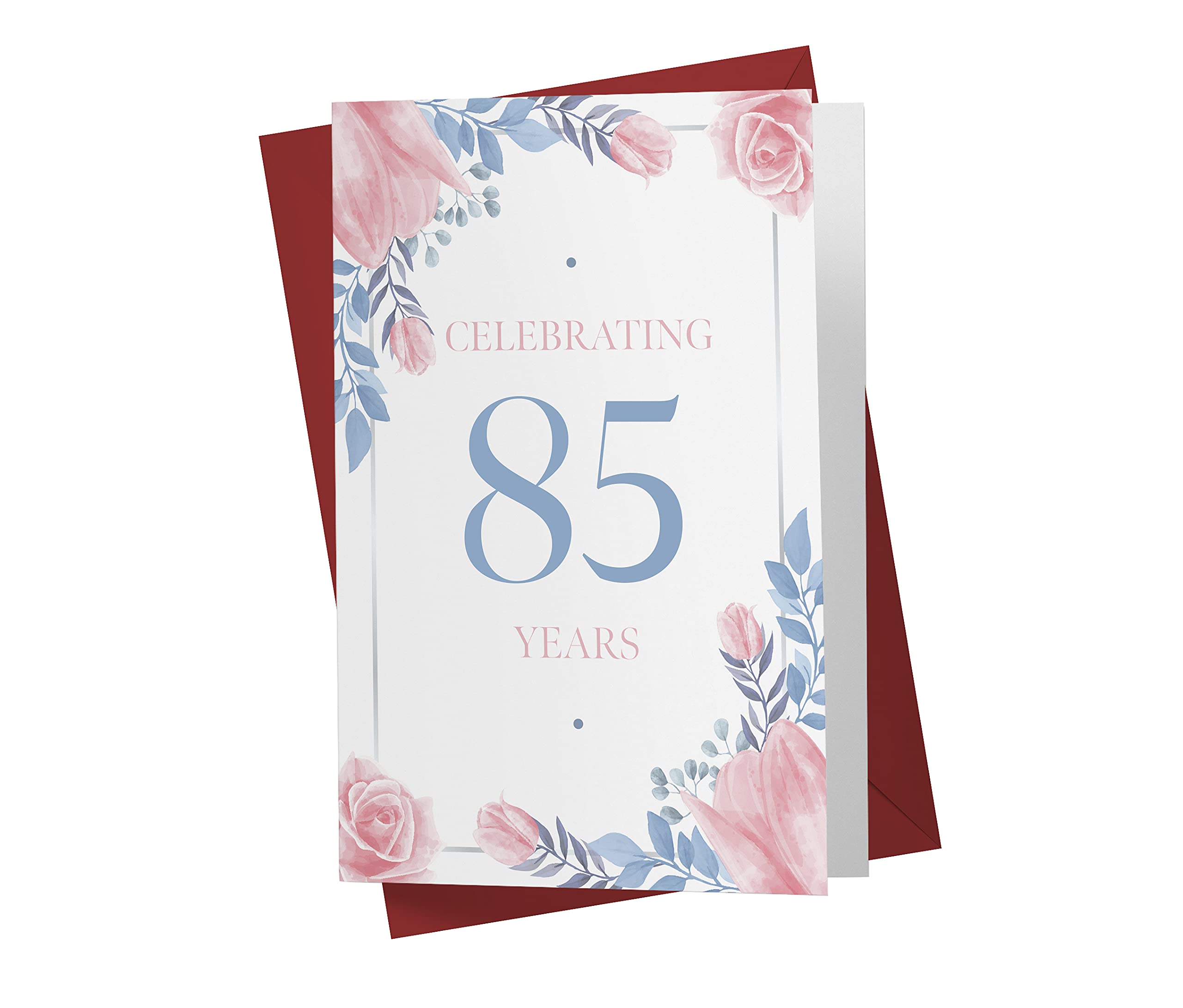 Buy 85th Birthday Card - Blue And Rose Flowers 85th Anniversary Card ...