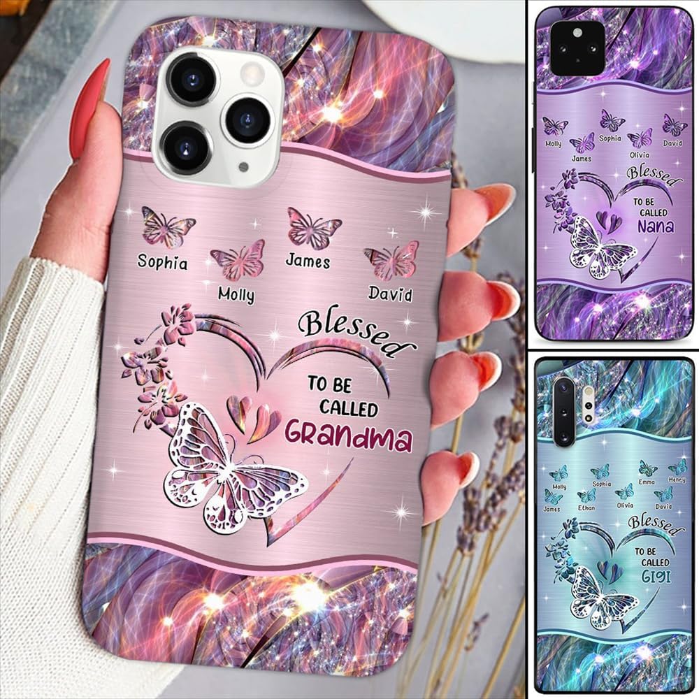 Amazon.com: Sparkling Grandma- Mom Heart Butterfly Kids Personalized ...