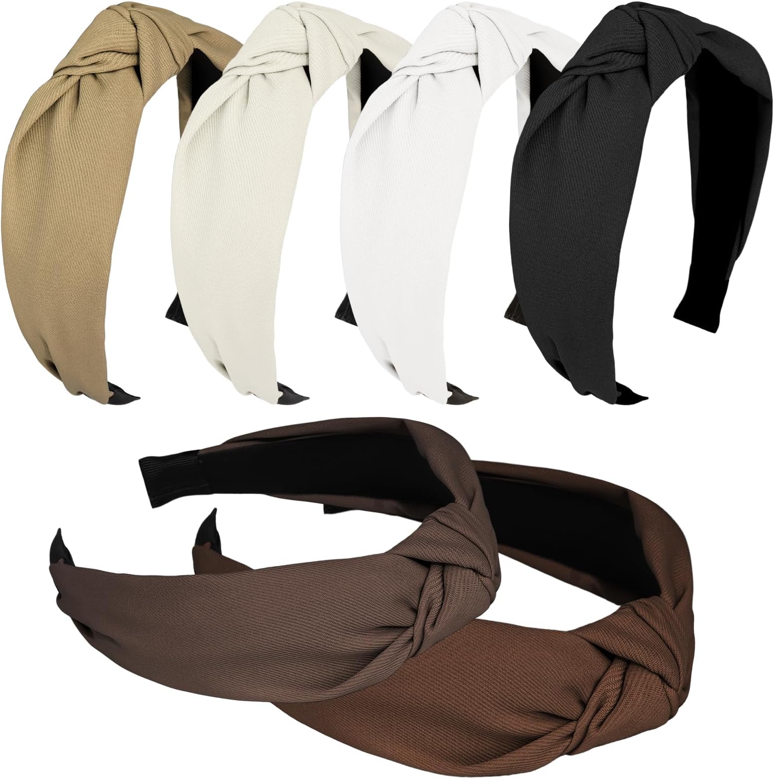 Amazon.com : Ondder Black Top Knot Headbands - Cloth Wide Knotted Non ...