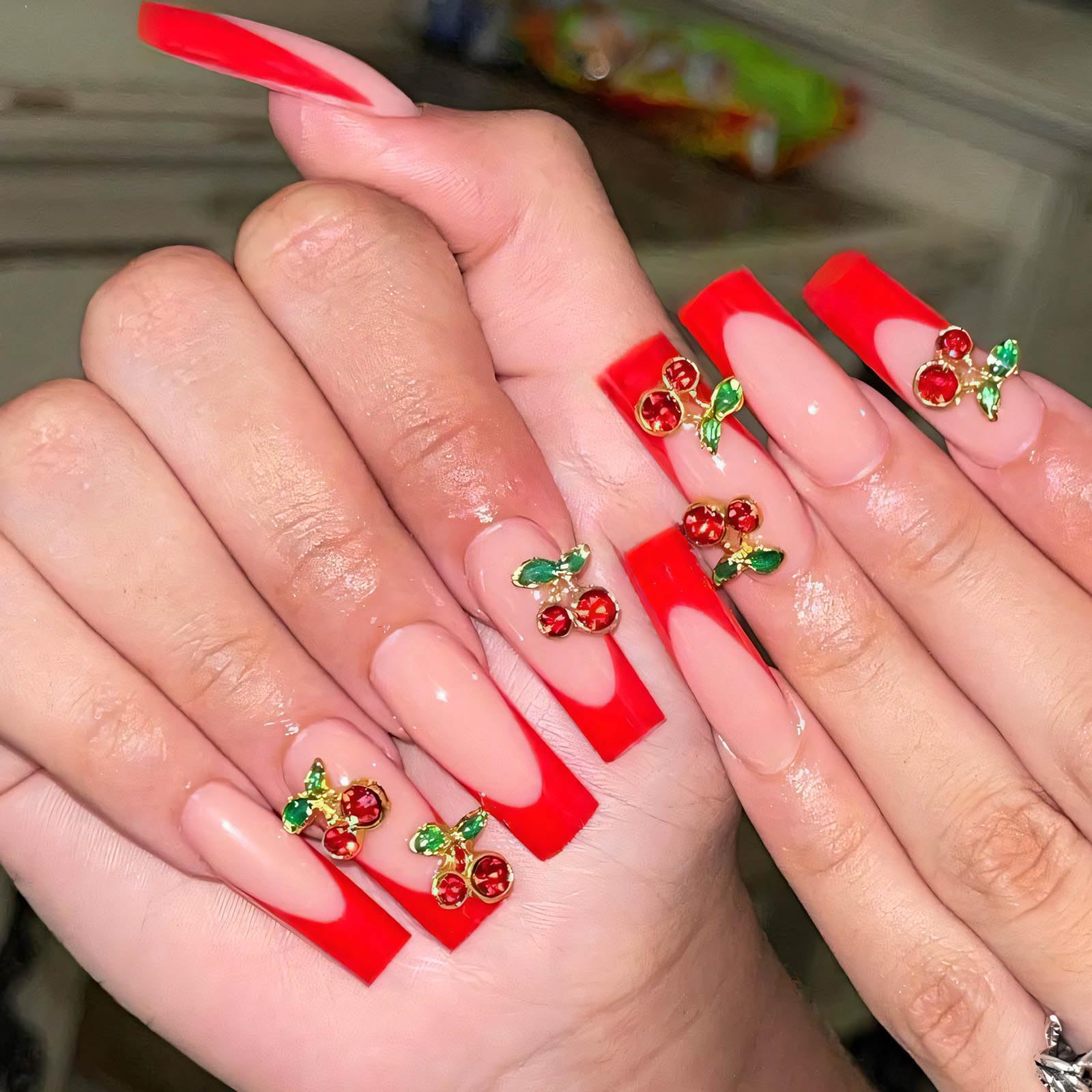 Amazon.com: French Tip Press on Nails Long Square False Nails Tube ...