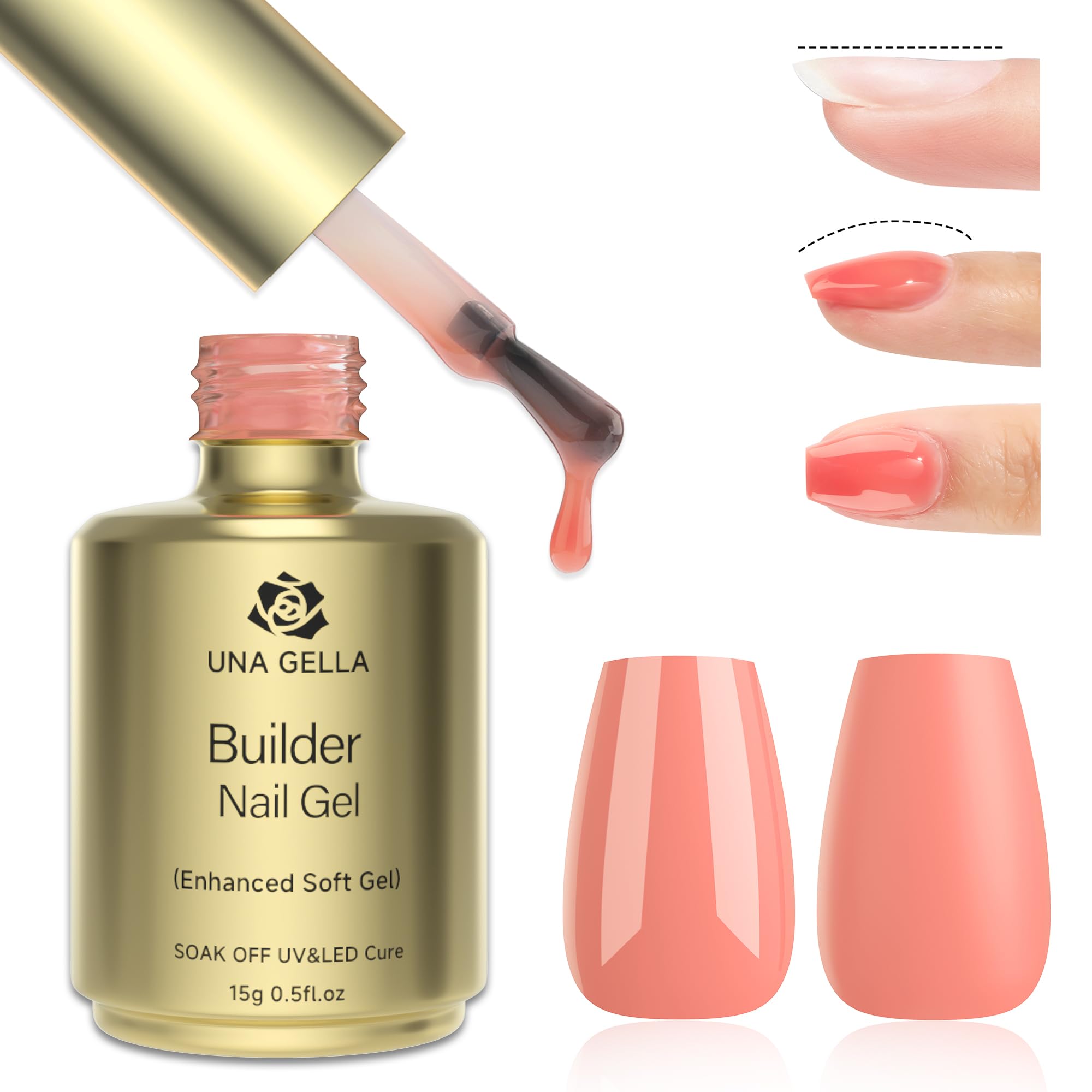 Amazon.com : UNA GELLA Builder Gel for Nails, 5 in 1 Coral Builder Gel ...