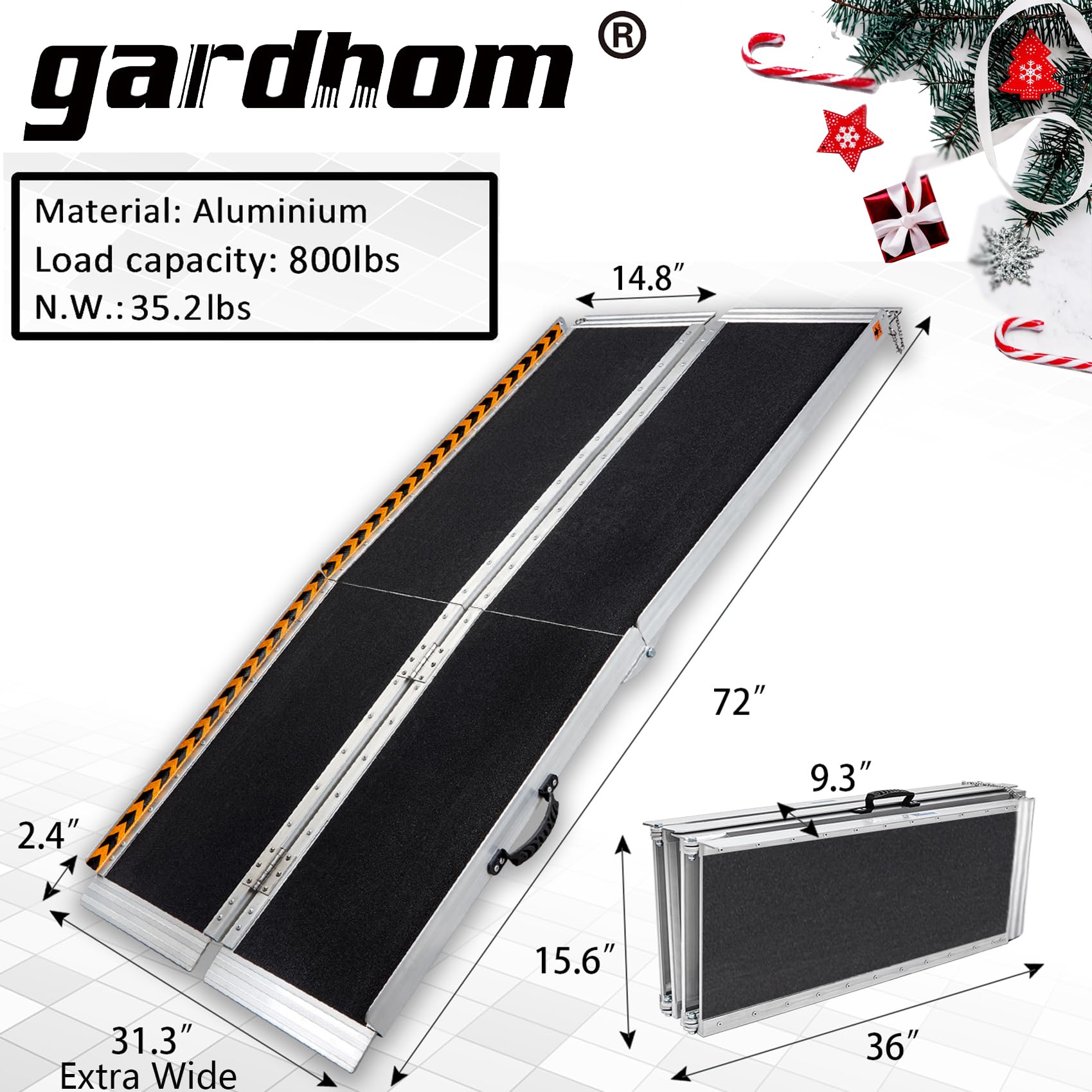 Snapklik.com : Portable Ramp 6FT, Gardhom Non Skid Aluminum Folding ...