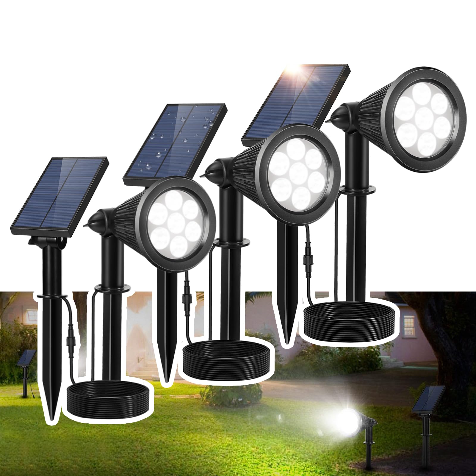 Solar Flag Spotlights Outdoor OAVQHLG3B 2PCS Solar American Flag