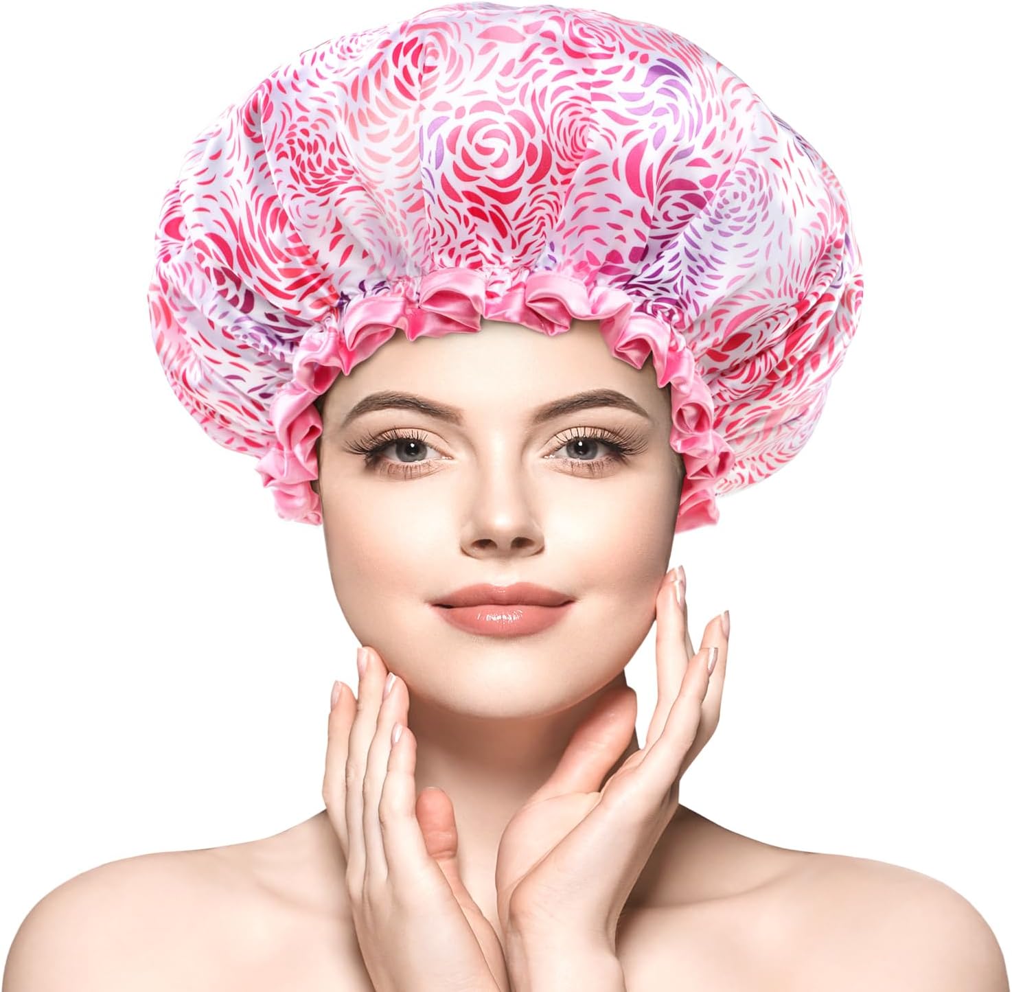 Amazon.com : mikimini Large Shower Cap for Women Long Hair, 1 Pack ...