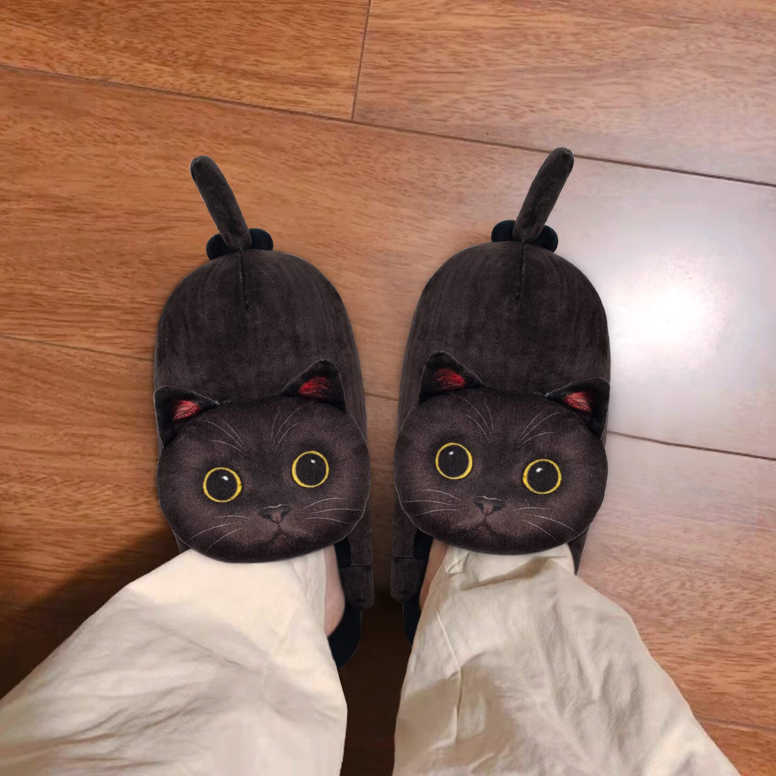 Fuzzy Cat Slippers for Women Indoor and Outdoor,Funny Animal House ...